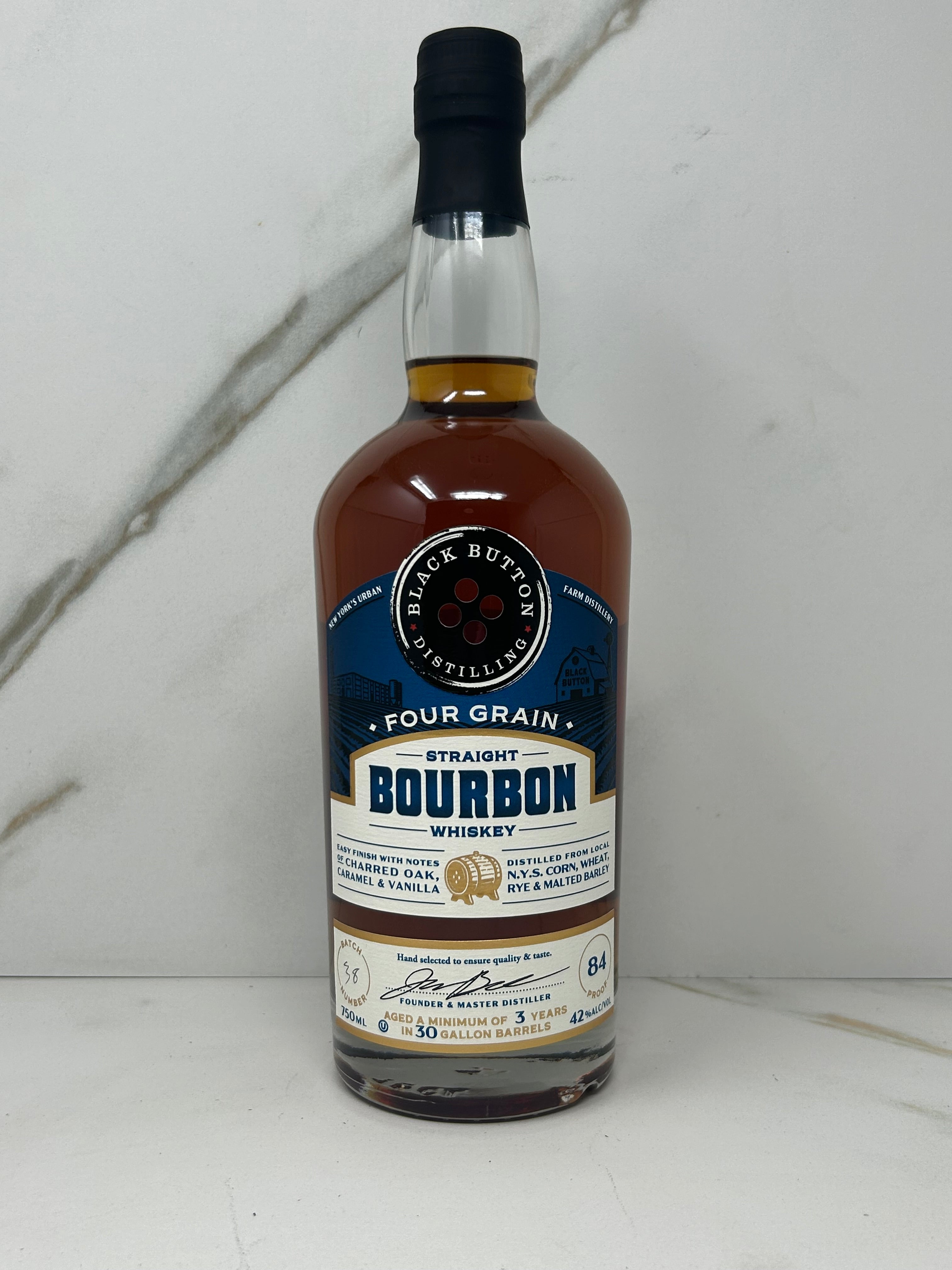 Black Button Distilling, Four Grain Straight Bourbon, New York, 750mL ...